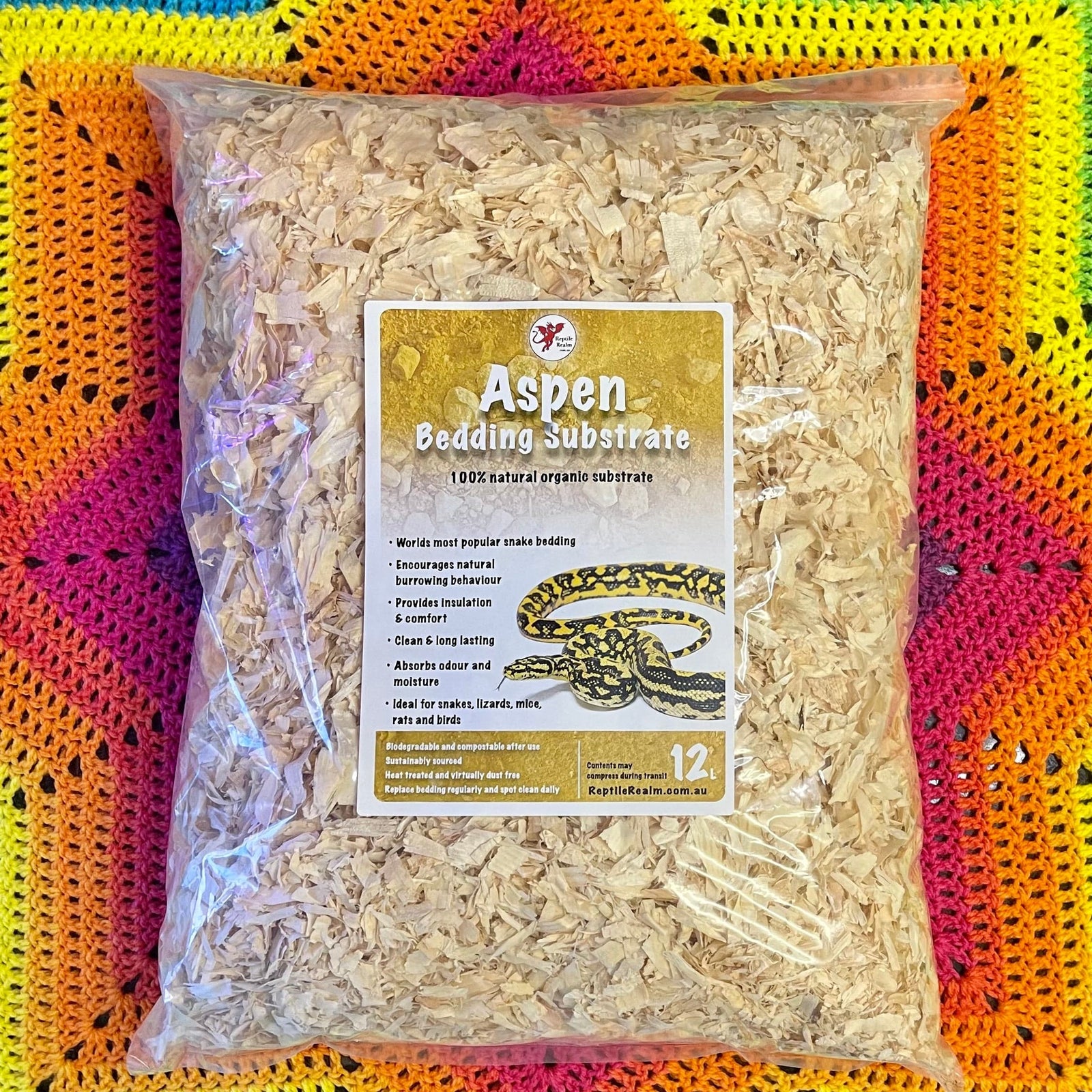 Reptile Realm Aspen Bedding Substrate - 12 litres - Snake Bedding